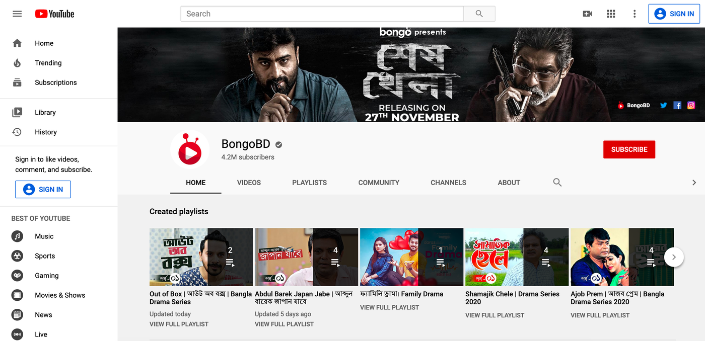 Streaming for Bangladesh’s 99% - Rest of World